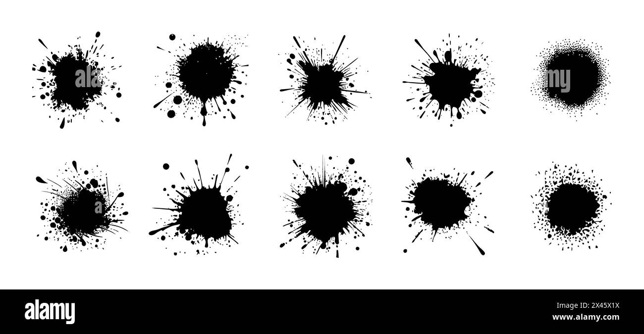 Set of Black blots. Grunge Design Elements. Brush Strokes. Vector ...