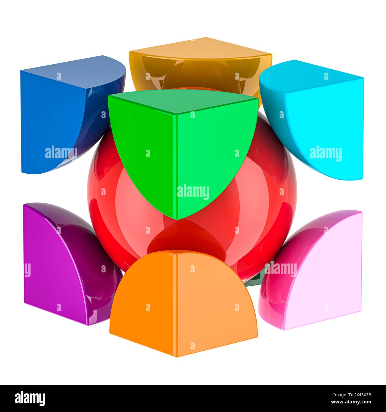 Body Centered Cubic Structure (BCC) or abstract colored logotype, 3D ...
