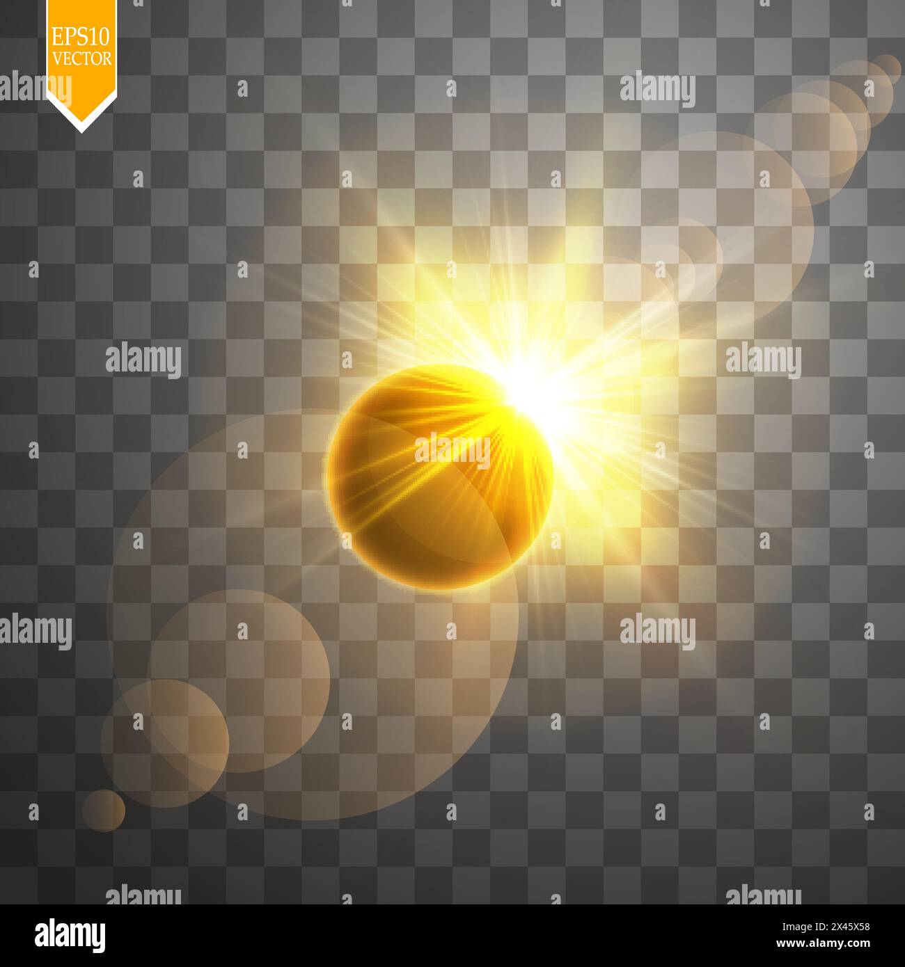 Total solar eclipse vector illustration on transparent background. Full ...