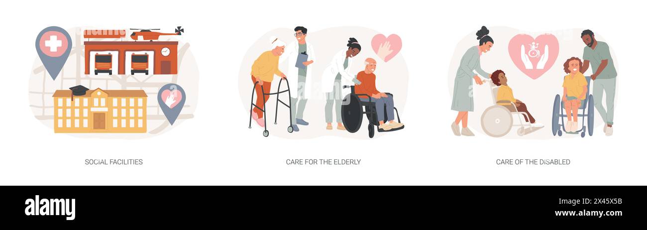 Social services work isolated concept vector illustration set Stock ...