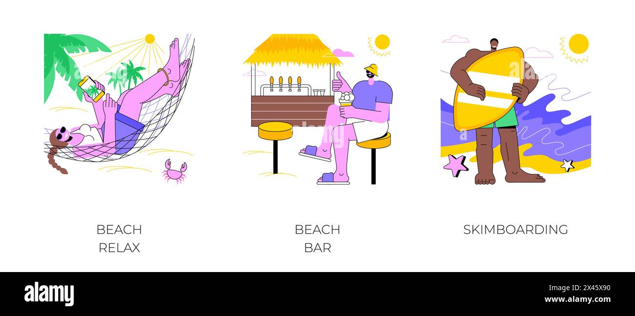 Beach activities isolated cartoon vector illustrations Stock Vector ...