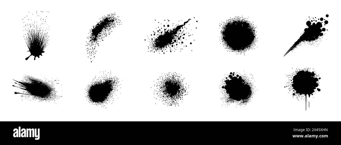 Set of Black blots. Grunge Design Elements. Brush Strokes. Vector ...