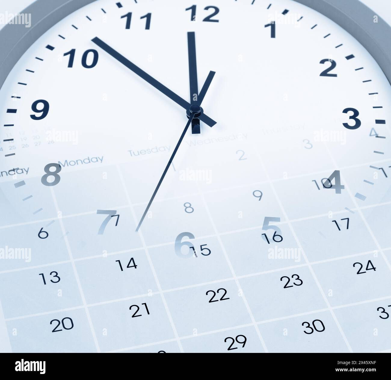 Clock face and calendar composite Stock Photo - Alamy