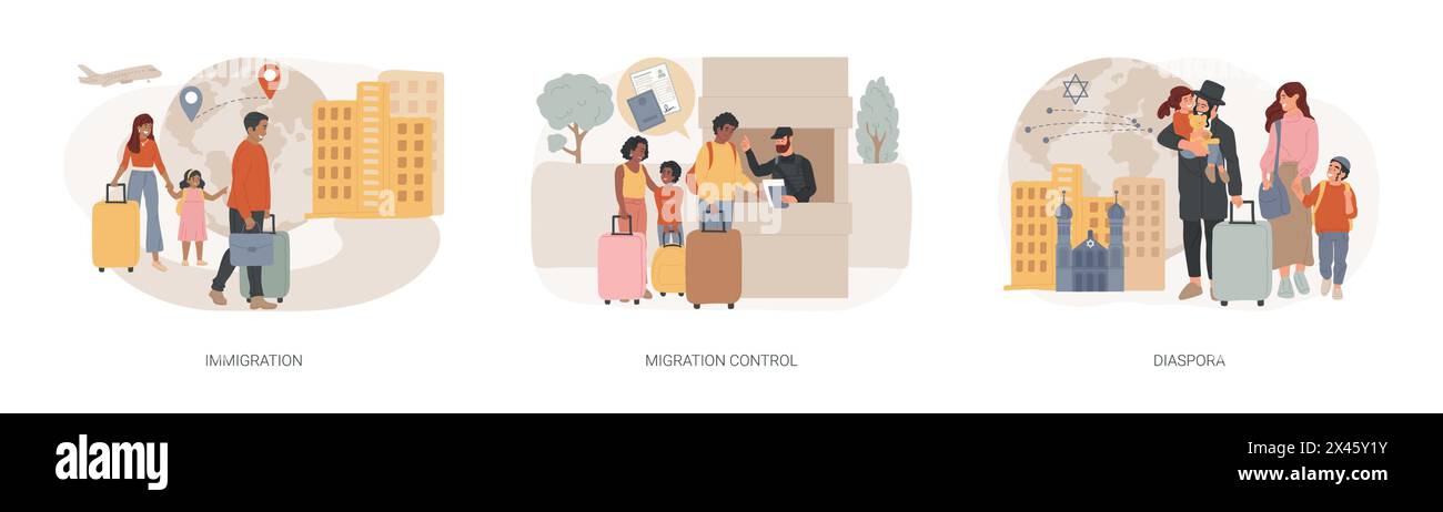 Residence permit isolated concept vector illustration set Stock Vector ...