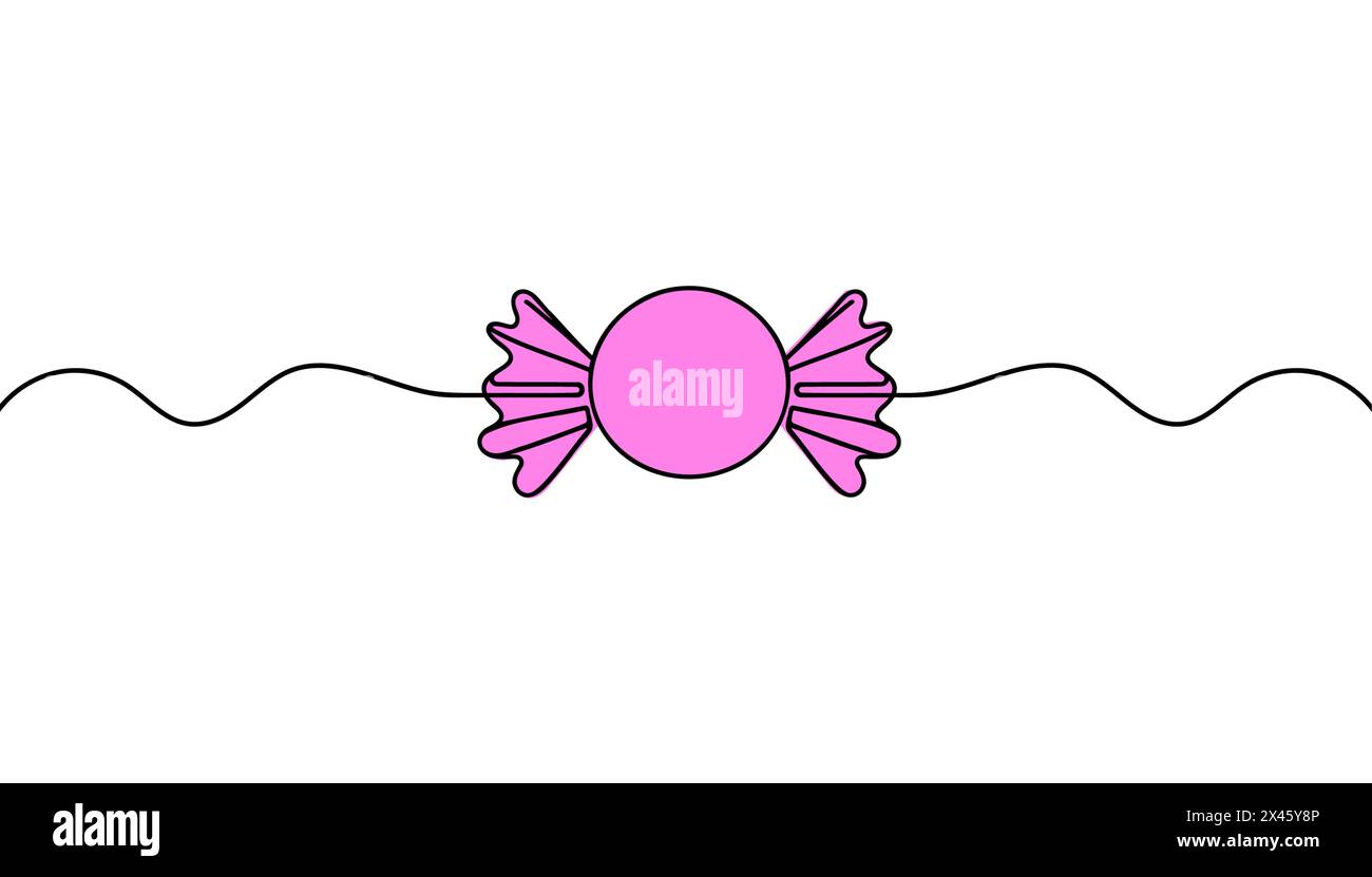 Sweets candies vector one line continuous drawing illustration. Hand ...