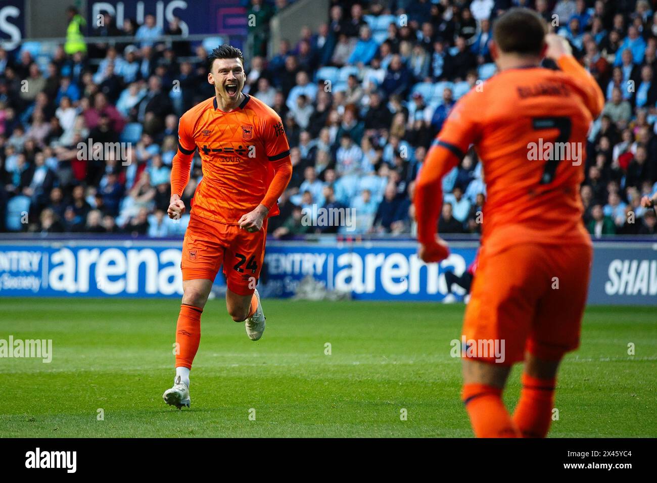 COVENTRY, UK - 30th Apr 2024: Kieffer Moore of Ipswich Town celebrates ...