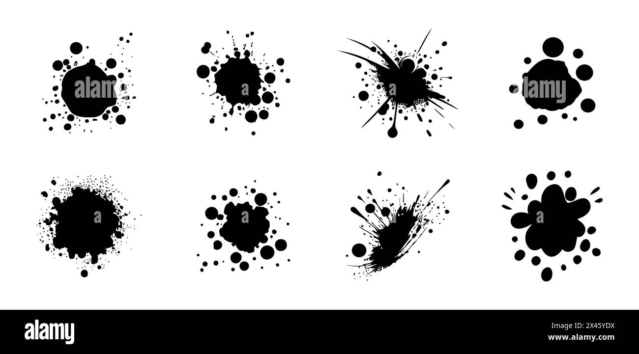 Set of Black blots. Grunge Design Elements. Brush Strokes. Vector ...