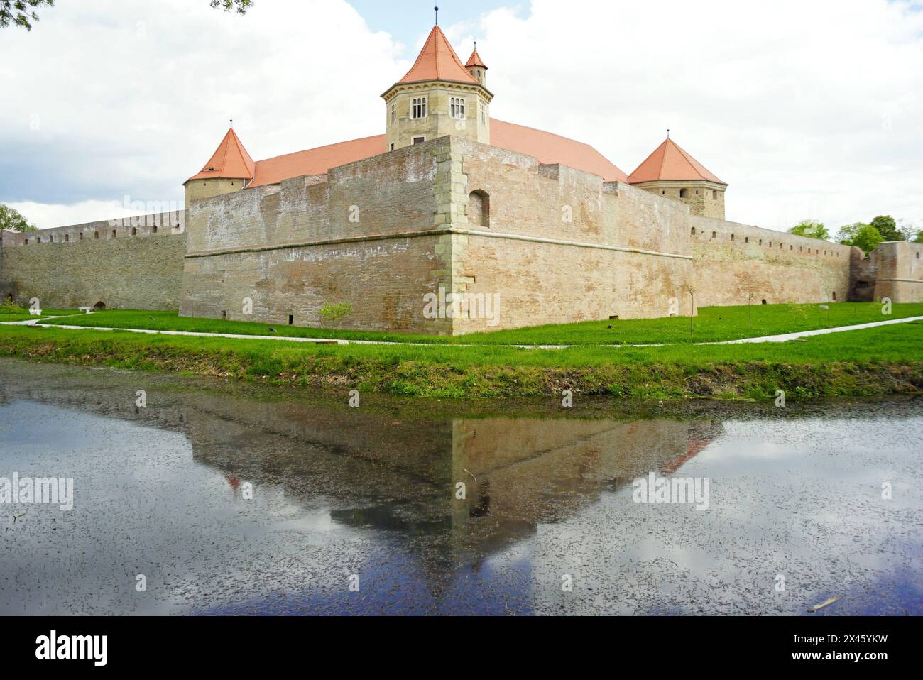 Transylvanian fortress Fagaras - view from the corner. The ancient ...