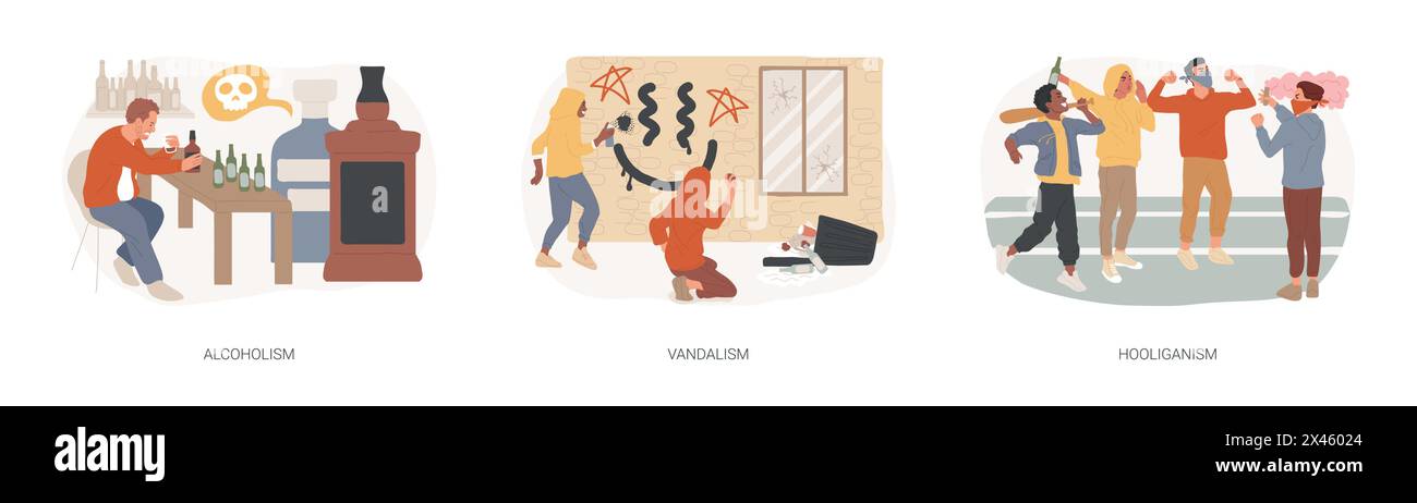 Social problems isolated concept vector illustration set Stock Vector ...