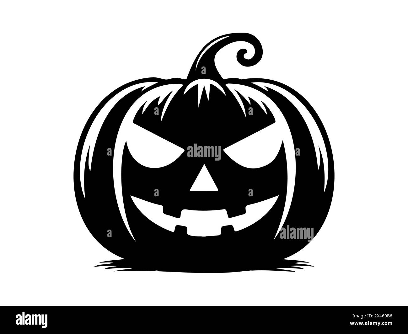 Black silhouette of Halloween pumpkin. Art. Jack-o-lantern with a ...