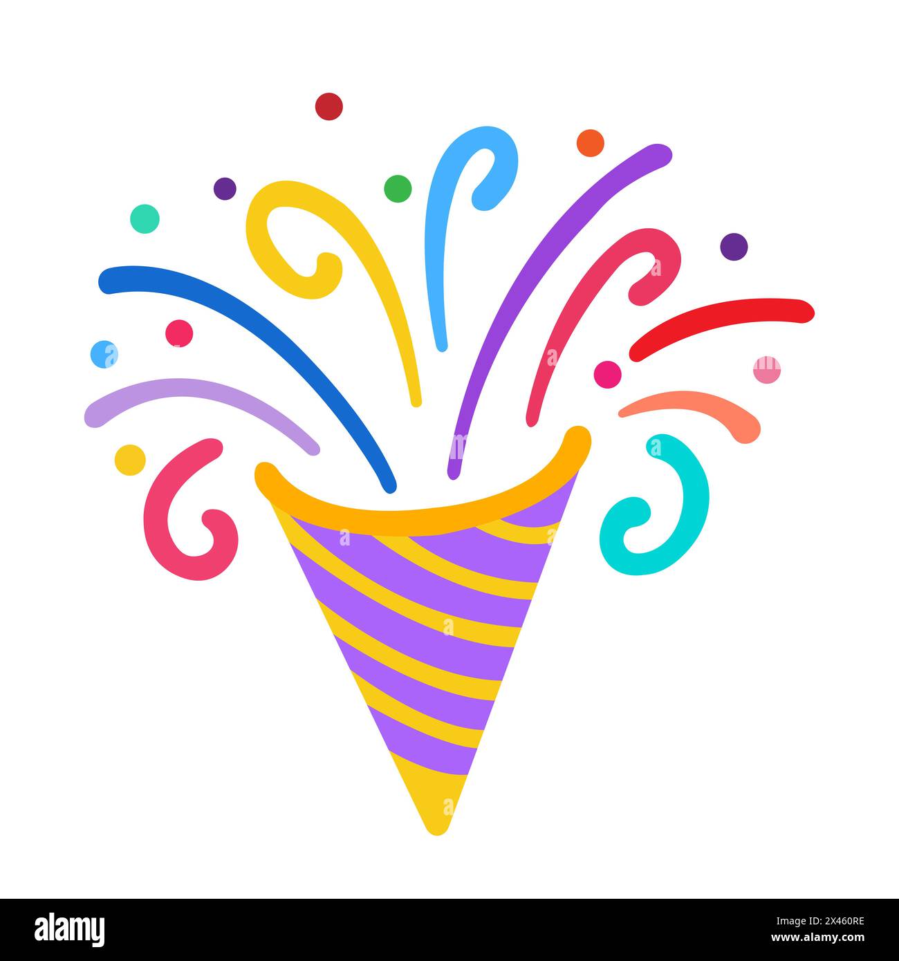 Confetti party popper icon, fireworks logo, cap, flat design. Vector ...