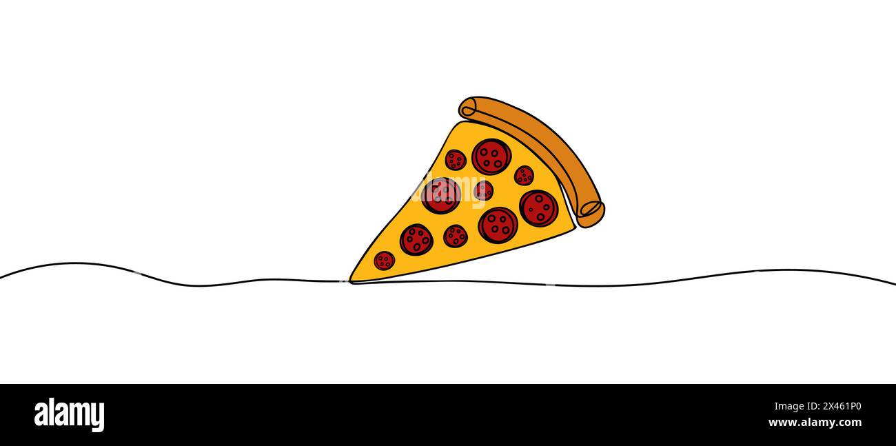 Continuous line drawing slice pizza hi-res stock photography and images ...