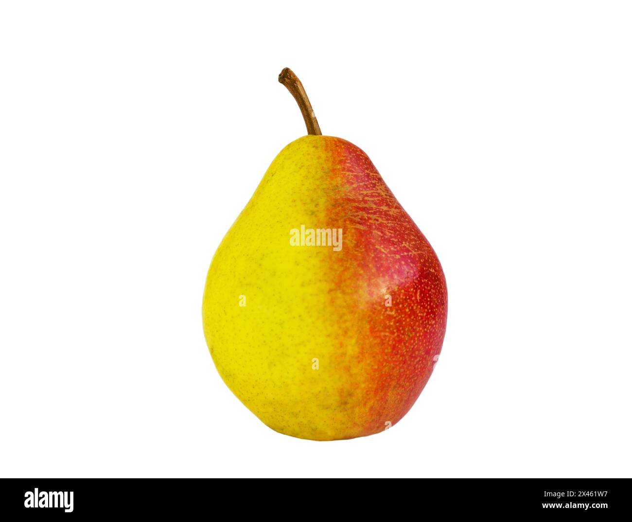 A ripe pear displaying a gradient from yellow to red stands out with ...