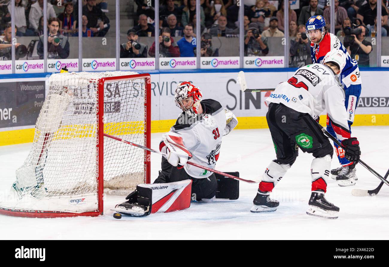 Zurich, Switzerland, 30th Apr 2024: #27 Dere Grant (ZSC Lions) trying ...