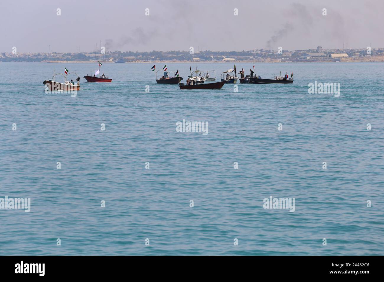 April 29, 2024, Persian Gulf, Bushehr, Iran: Iranian speedboats of the ...