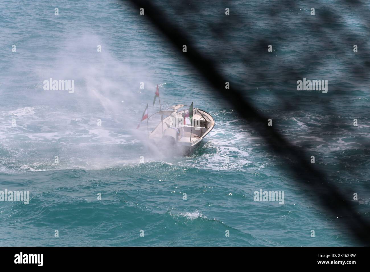 April 29, 2024, Persian Gulf, Bushehr, Iran: An Iranian speedboat of ...