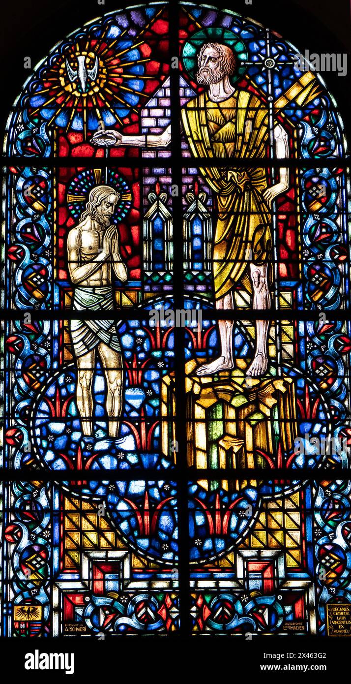 Stained-glass window in the Cathedral of St, Mary of the Assumption ...