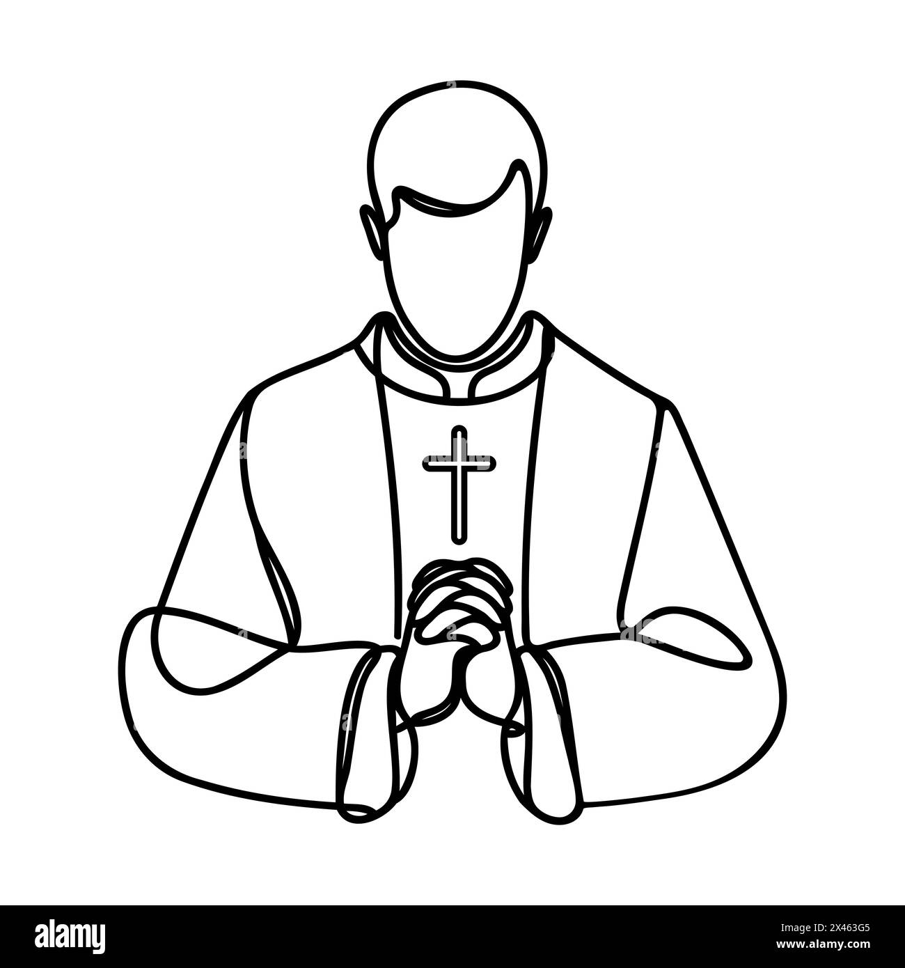 One continuous line drawing of a male priest Stock Vector Image & Art ...