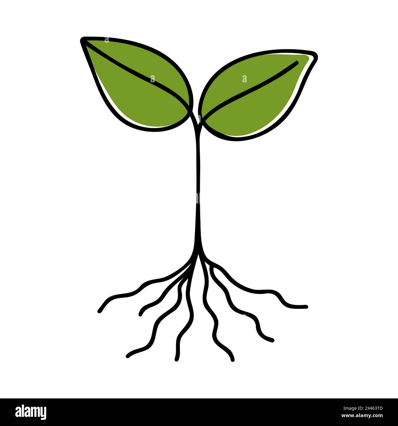 Single continuous line art sprout growth isolated on white background ...