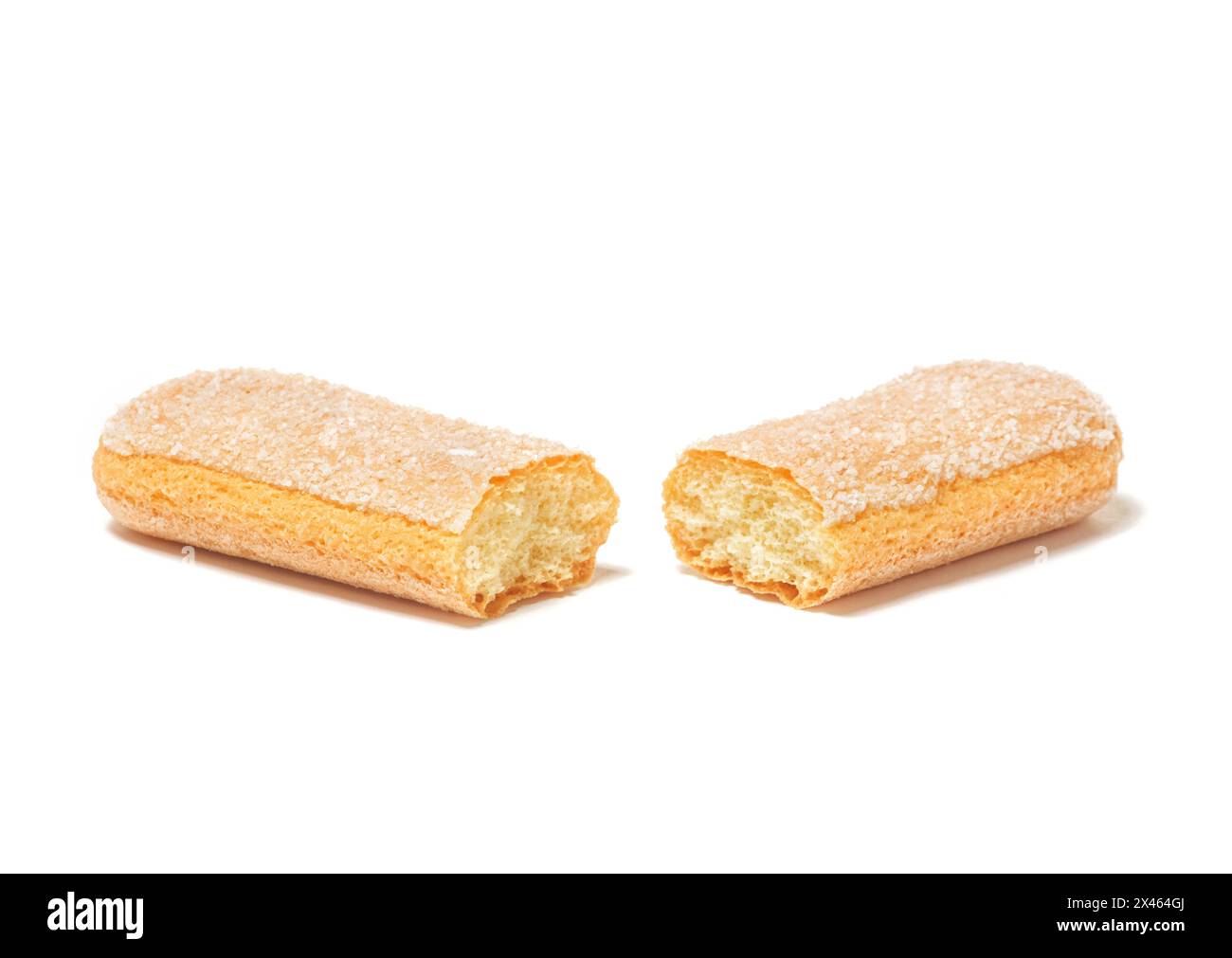 Ladyfingers or savoiardi biscuit broken in half, italian dessert and ...