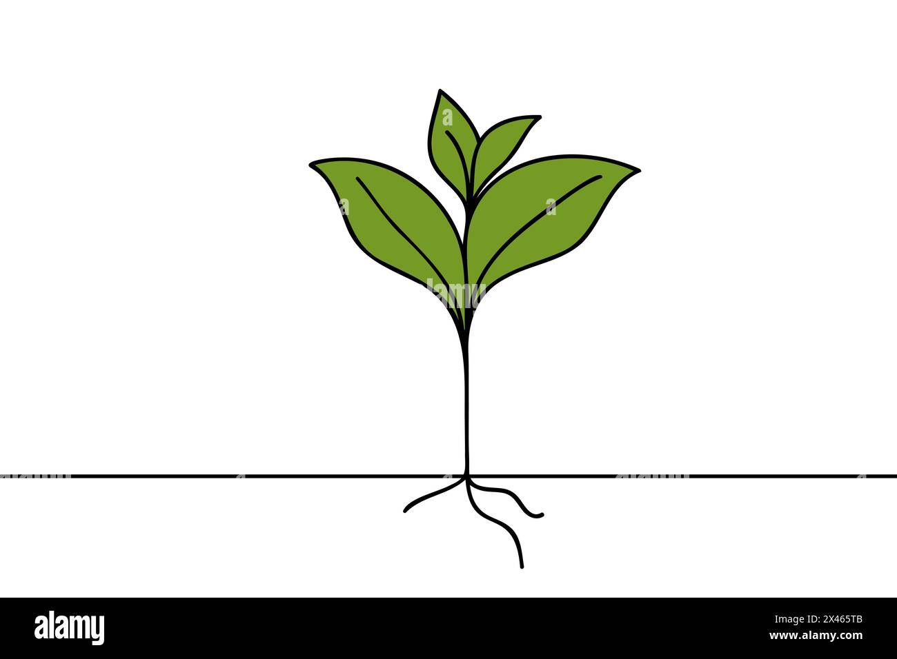Single continuous line art sprout growth isolated on white background ...