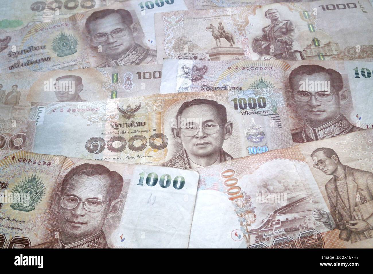 Stack of Thai baht banknotes as background Stock Photo - Alamy