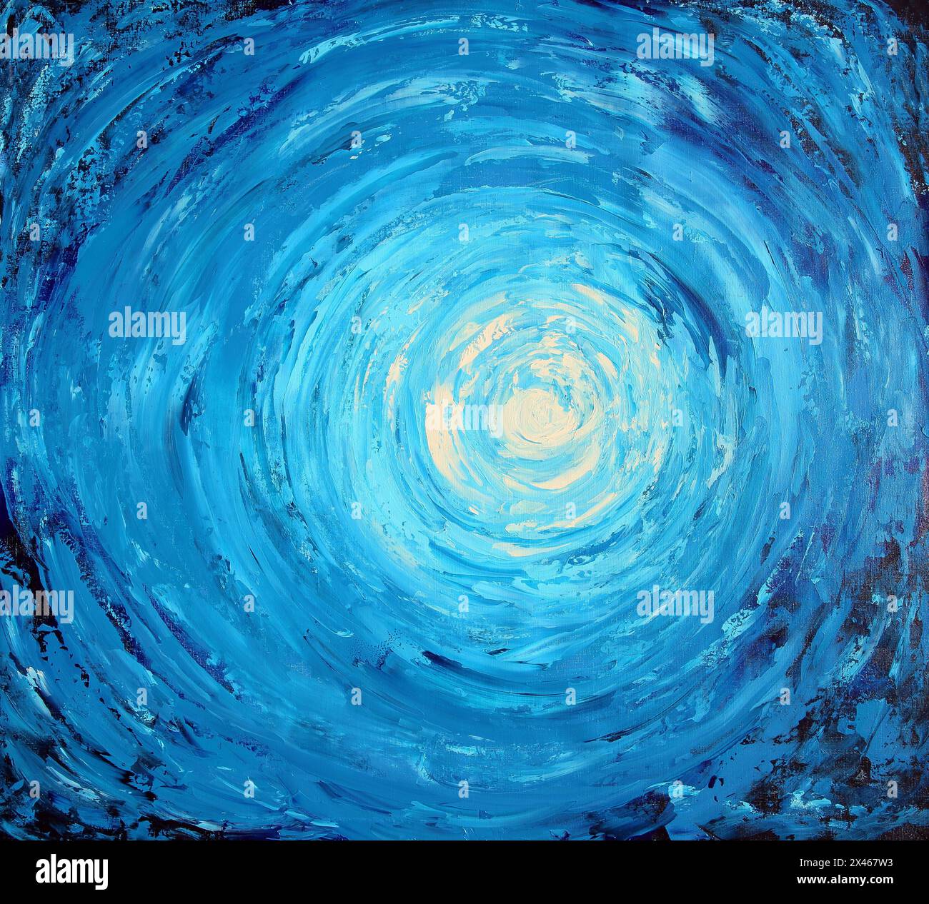 Abstract art painting with blue vortex Stock Photo - Alamy