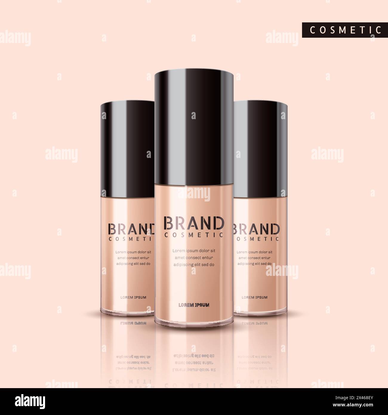 Foundation mockup template, cosmetic package design isolated on pink ...