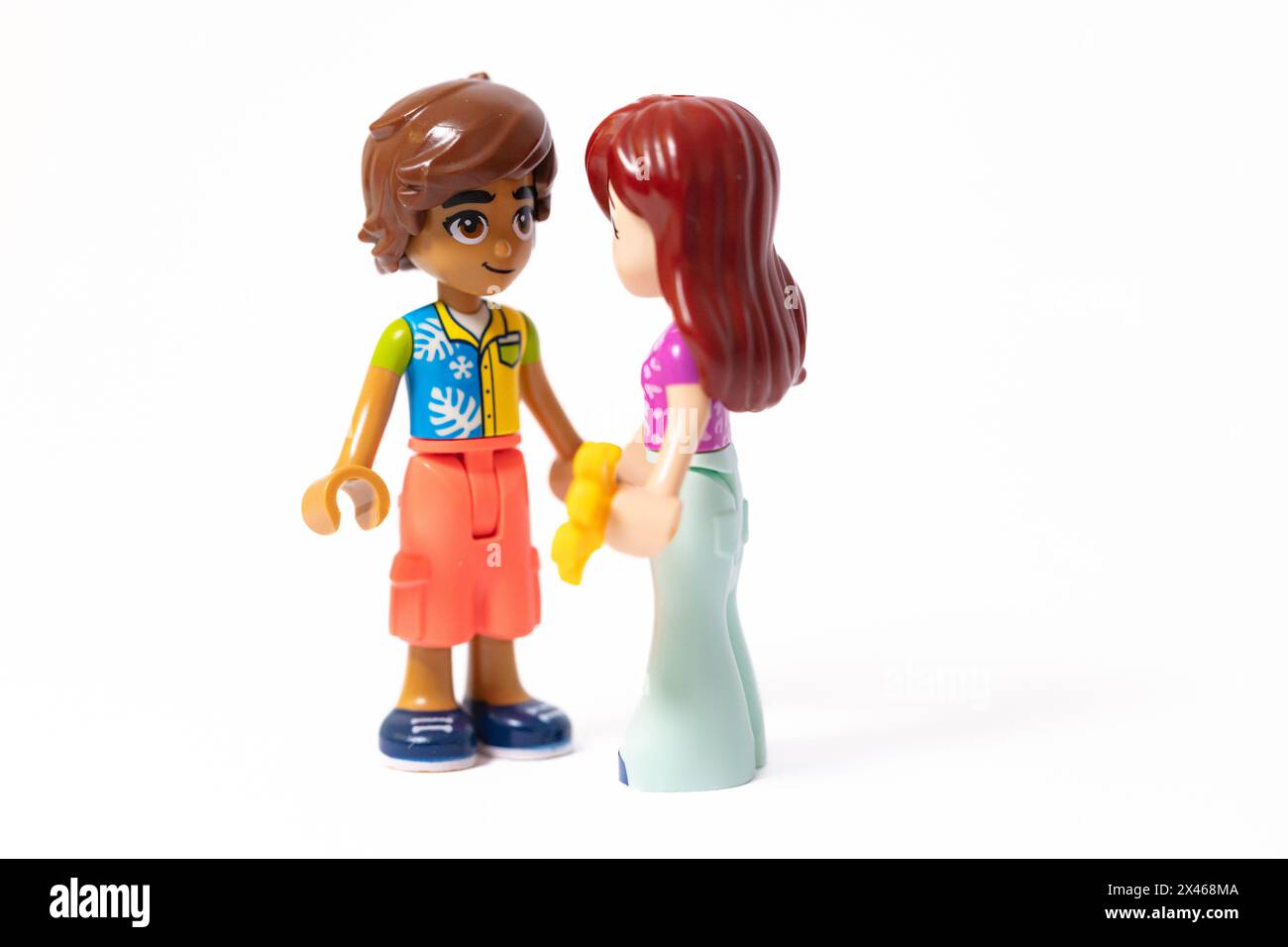 Lviv, Ukraine - April 29, 2024: Lego Friends boy and girl mini figures ...