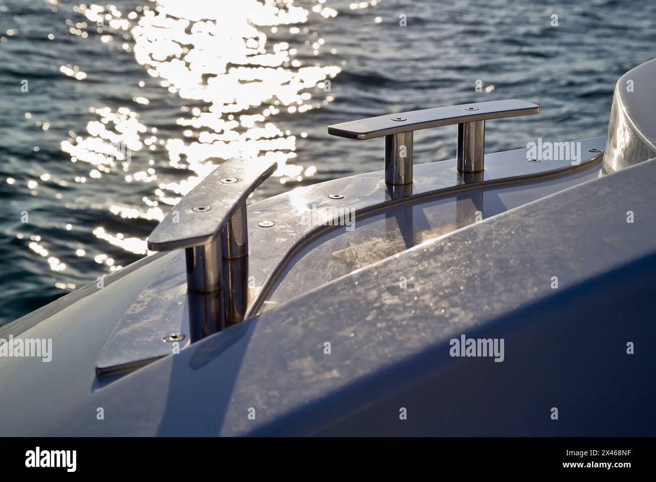 Italy, Nettuno (Rome), luxury yacht , steel bollards Stock Photo - Alamy
