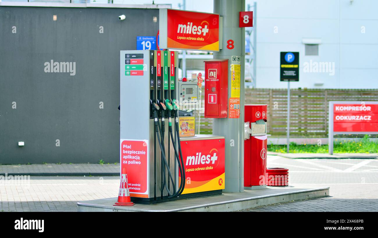 Warsaw, Poland. 28 April 2024. Gas station Circle K. Fuel pumps at ...