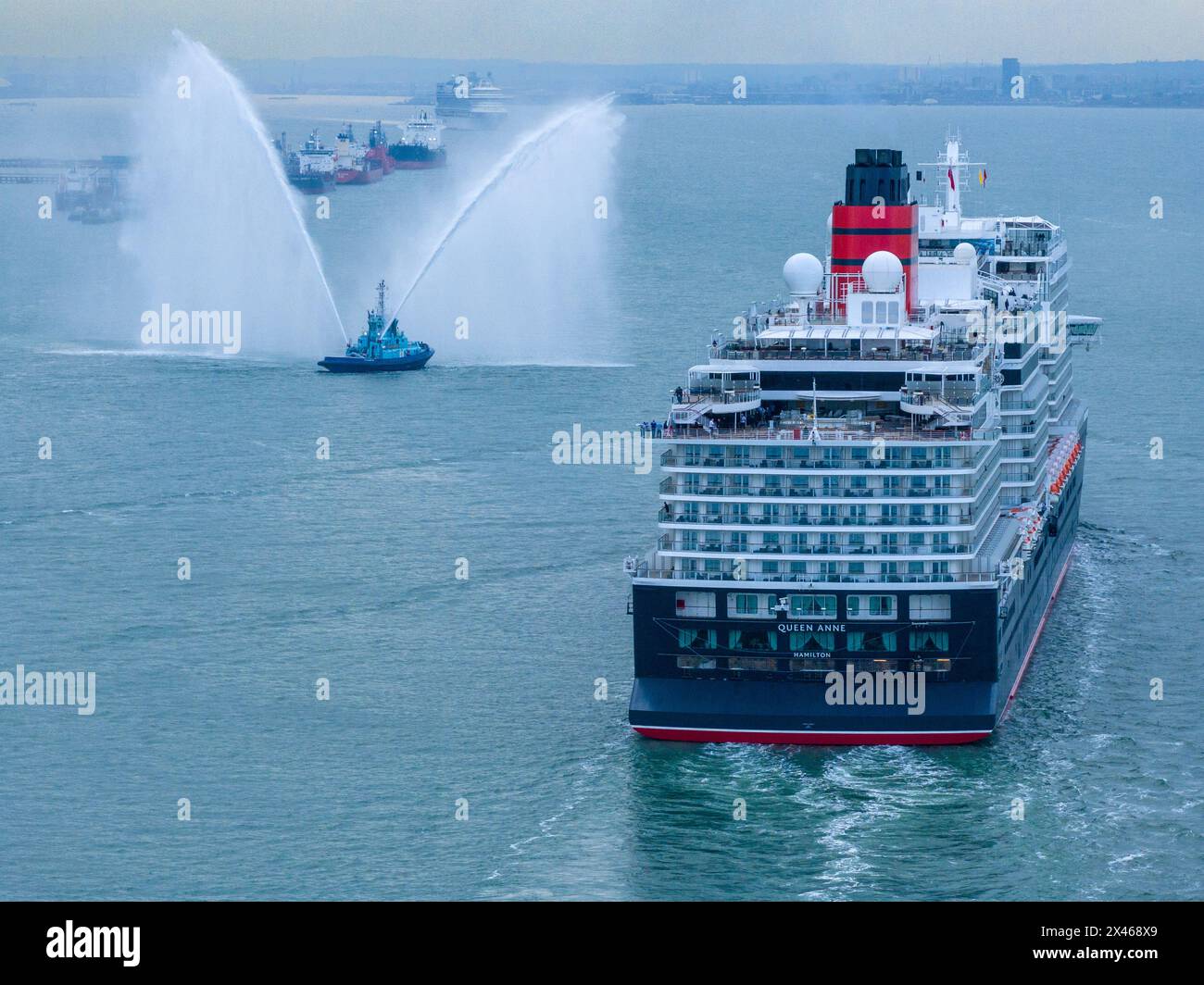 Queen Anne cruise ship by Cunard Cruise arrives at Southampton port for ...
