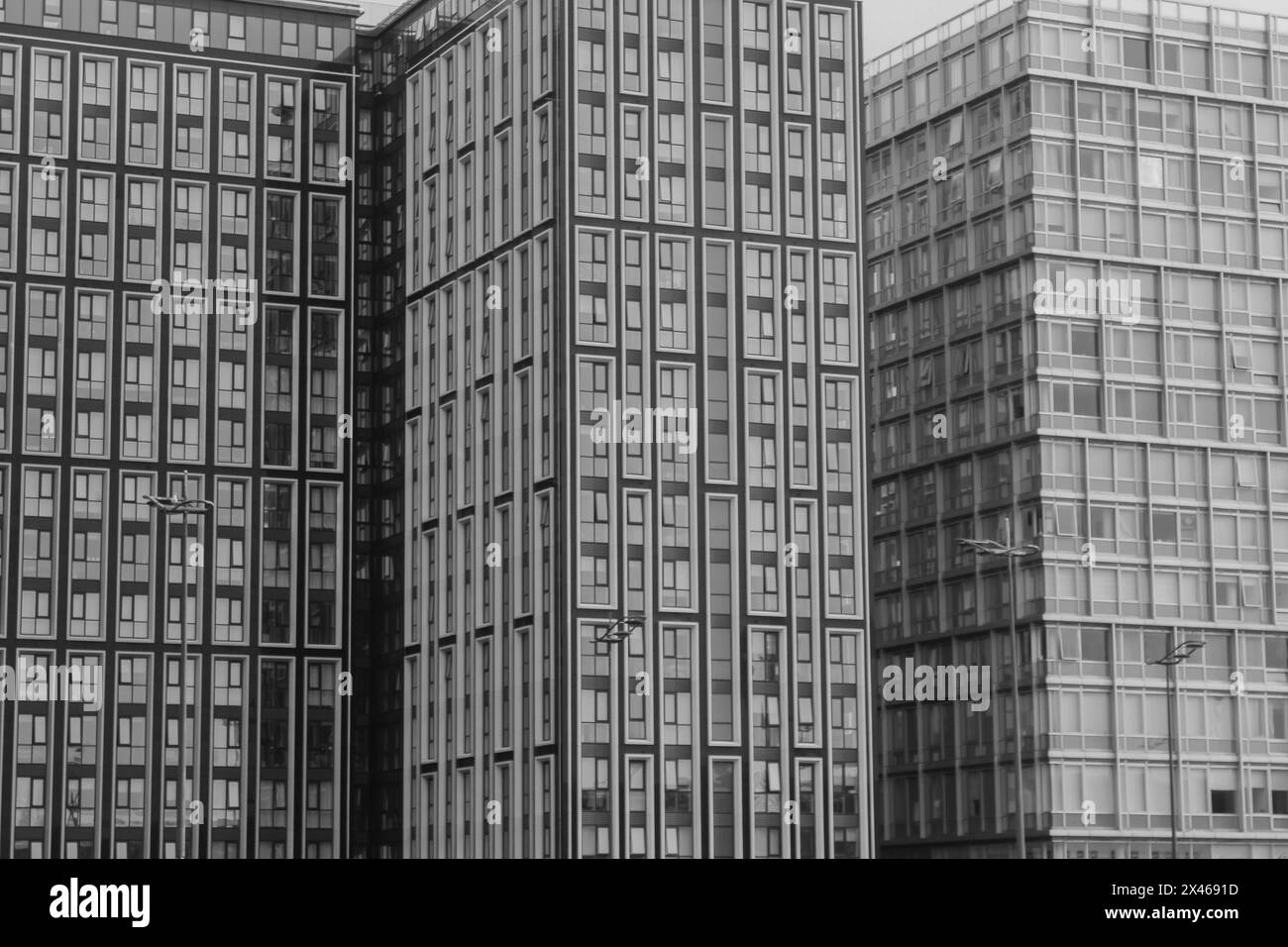 Modern apartment buildings block Black and White Stock Photos & Images ...