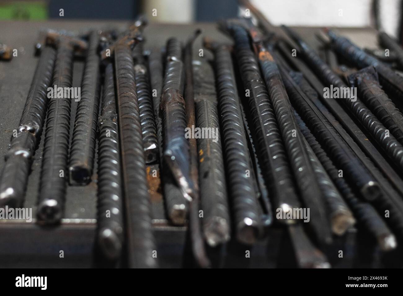 From above of neap of various construction bars in different sizes ...