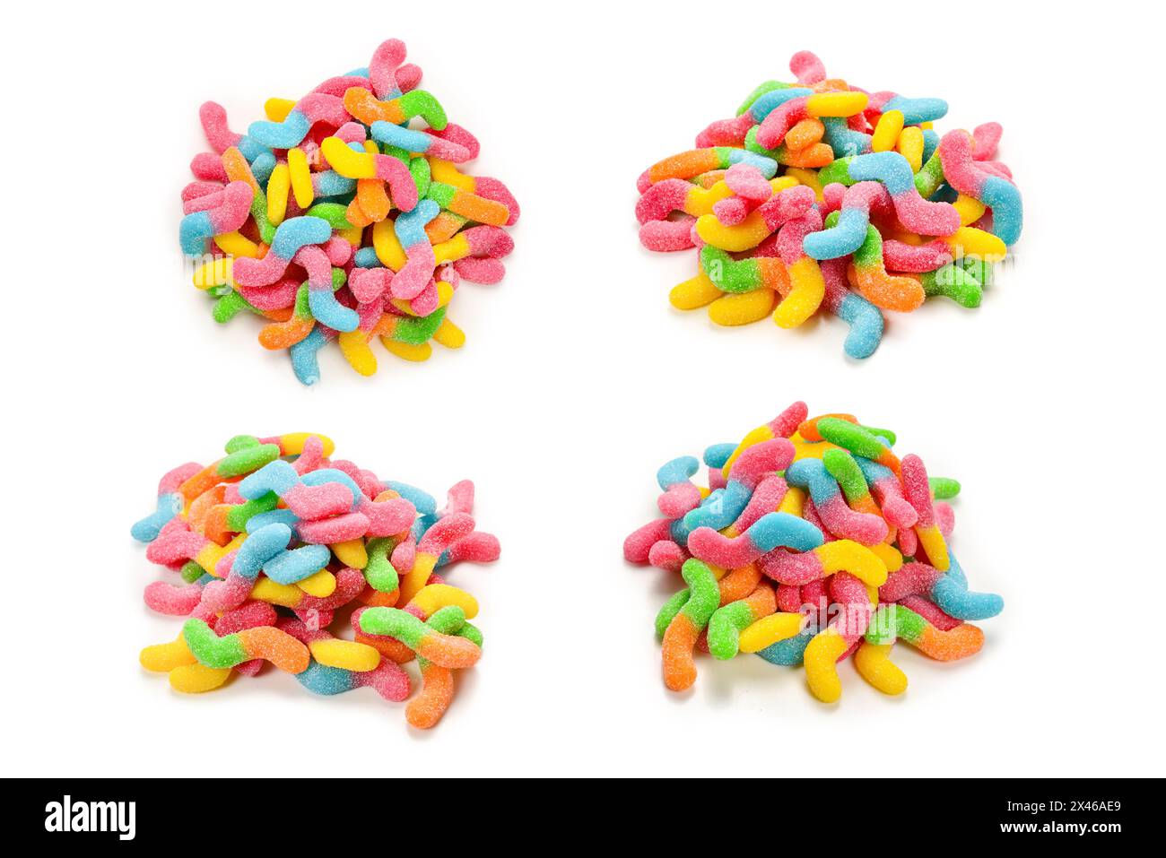 Juicy colorful jelly sweets isolated on white. Gummy candies. Snakes ...