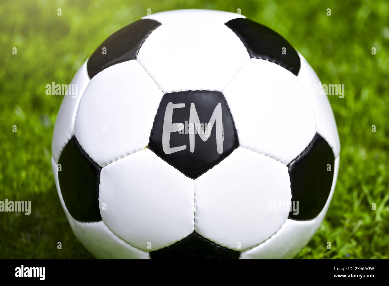 Black And White Leather Soccer With EM Lettering, Symbolic Photo ...