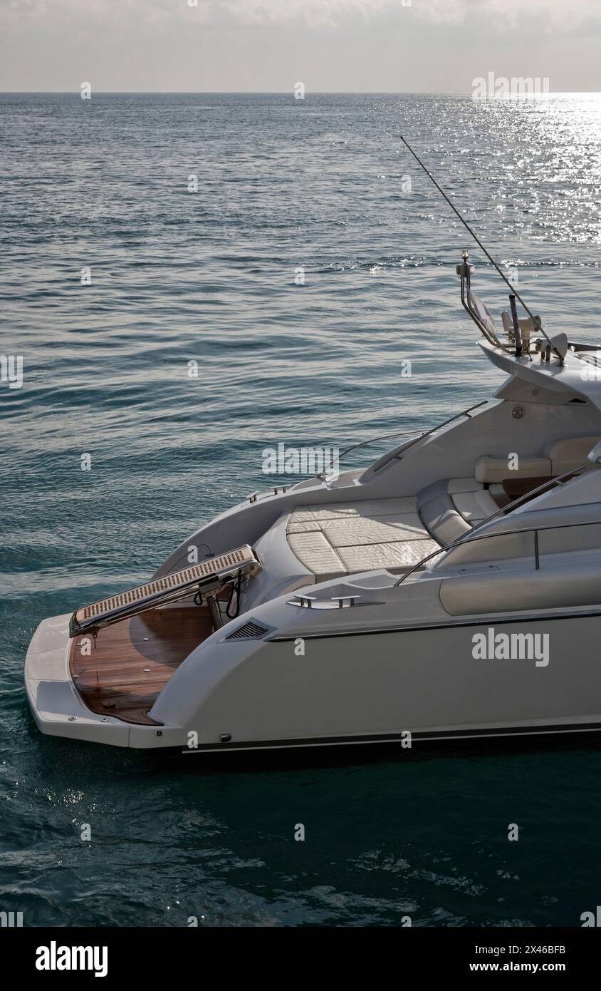 Italy, Tirrenian sea, off the coast of Fiumicino (Rome), luxury yacht ...