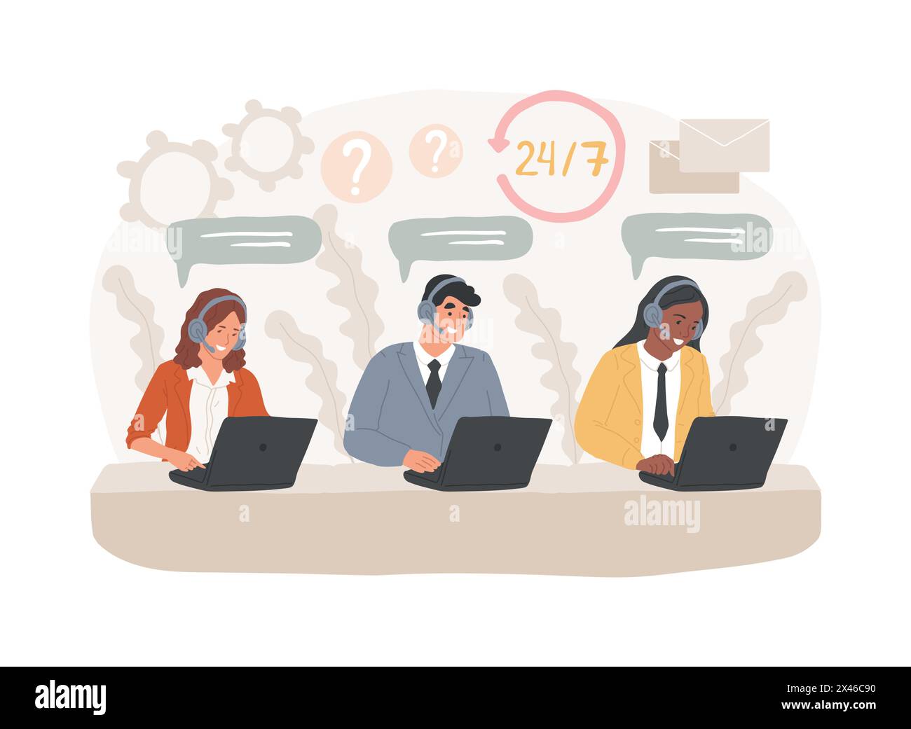 Call center isolated concept vector illustration Stock Vector Image ...