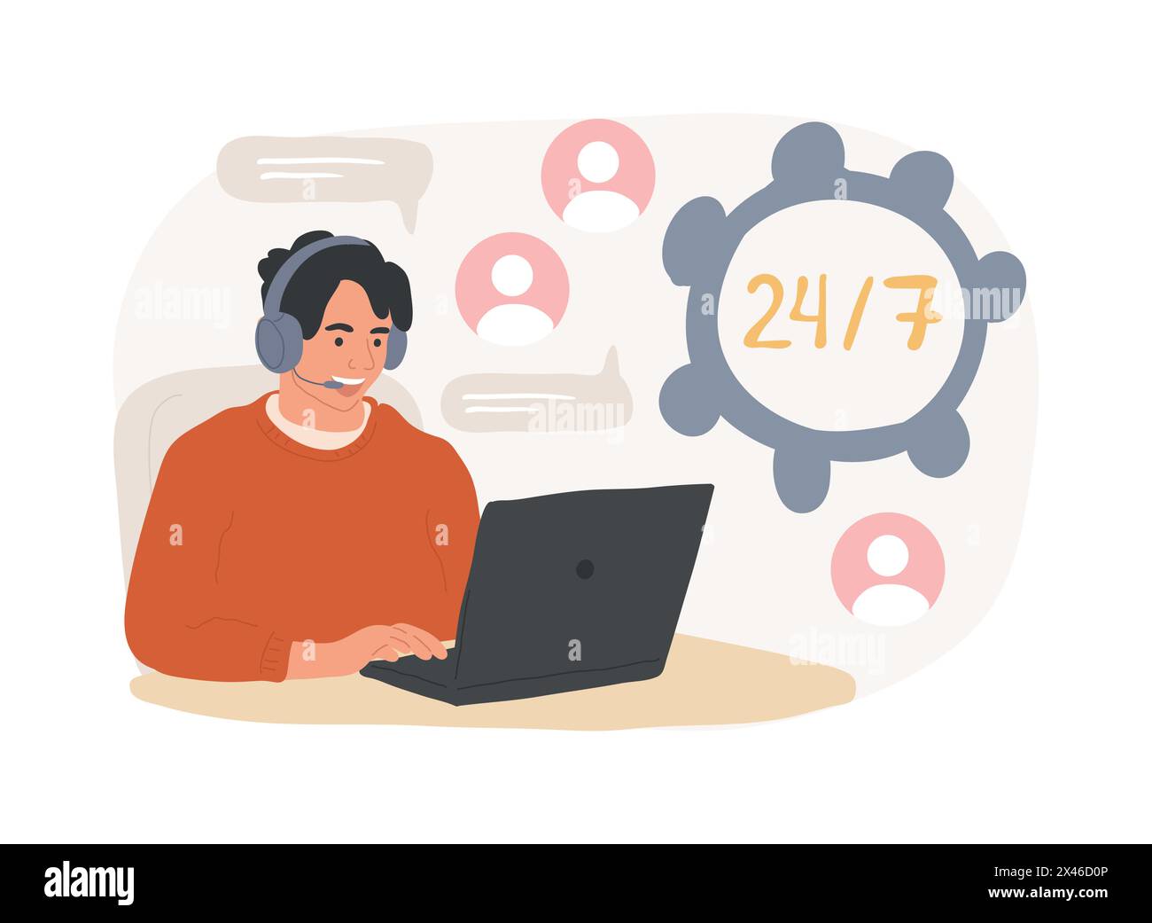 24 for 7 service isolated concept vector illustration Stock Vector ...