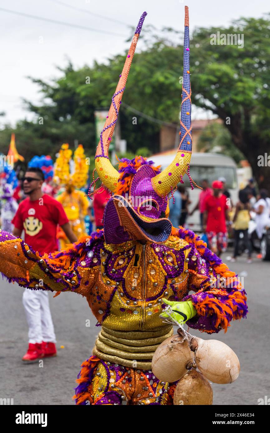 A Lechone costume from Santiago with a duck bill mask and horns in the ...