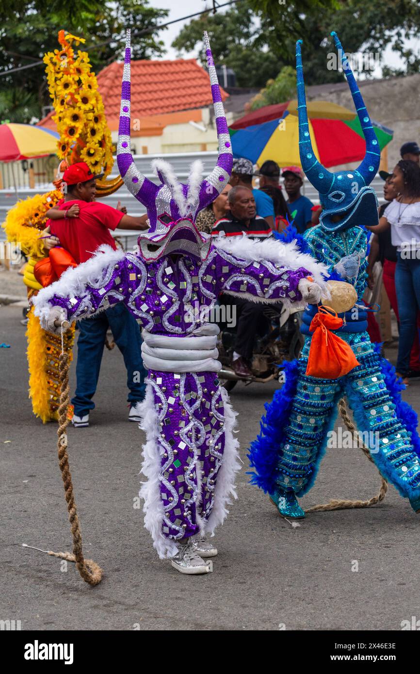 A Lechone costume from Santiago with a duck bill mask and horns in the ...