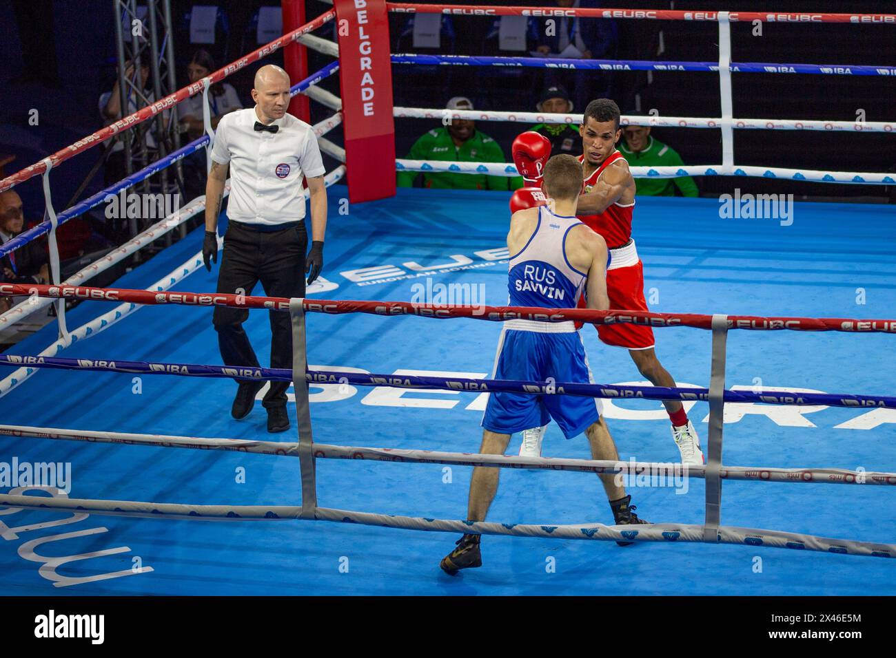 Javier Ibanez Diaz Bulgaria (Red), Eduard Savvin Russia Blue, Referee ...
