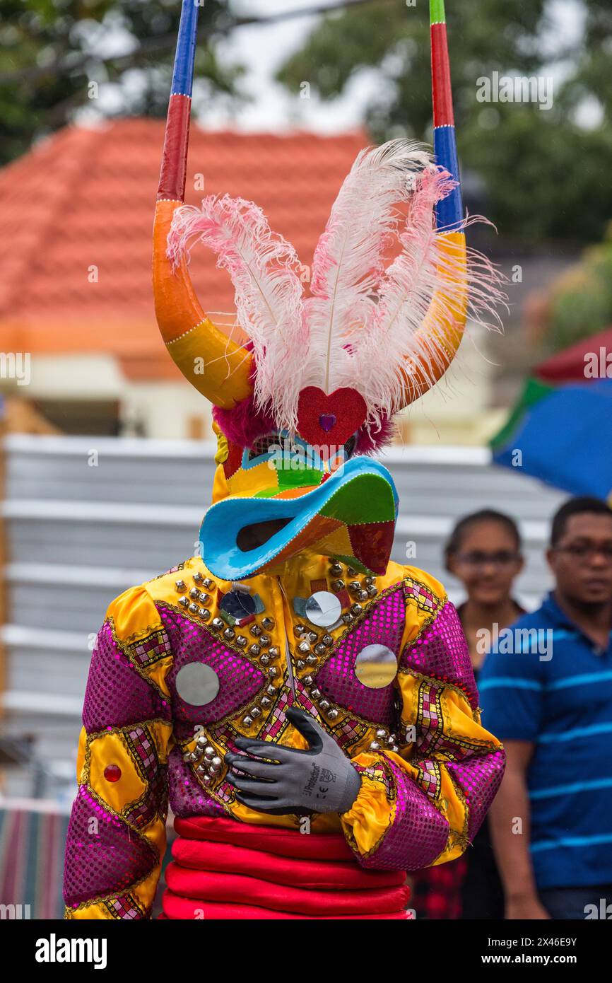 A Lechone costume from Santiago with a duck bill mask and horns in the ...