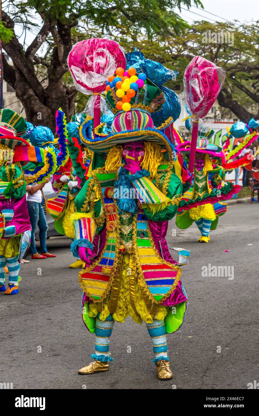 Costumed characters dressed as candies in the La Vega Carnival parade ...