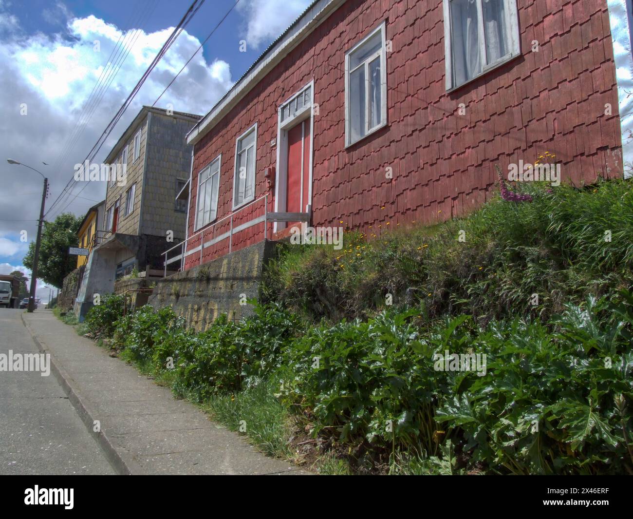 Architectural detail of typical wooden shingle cladding on houses in ...