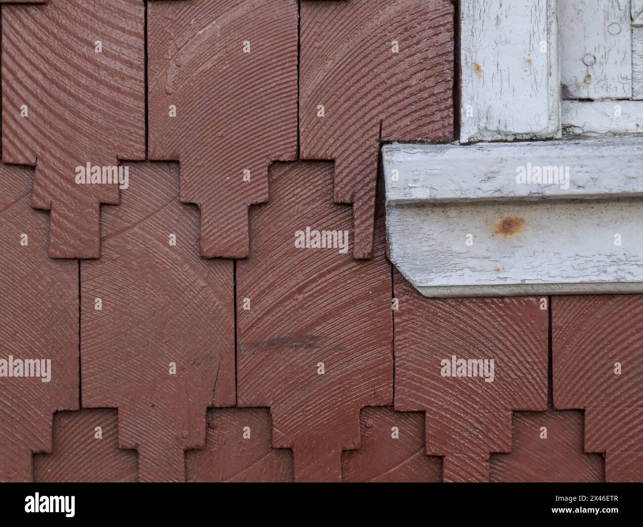 Architectural detail of typical wooden shingle cladding on houses in ...