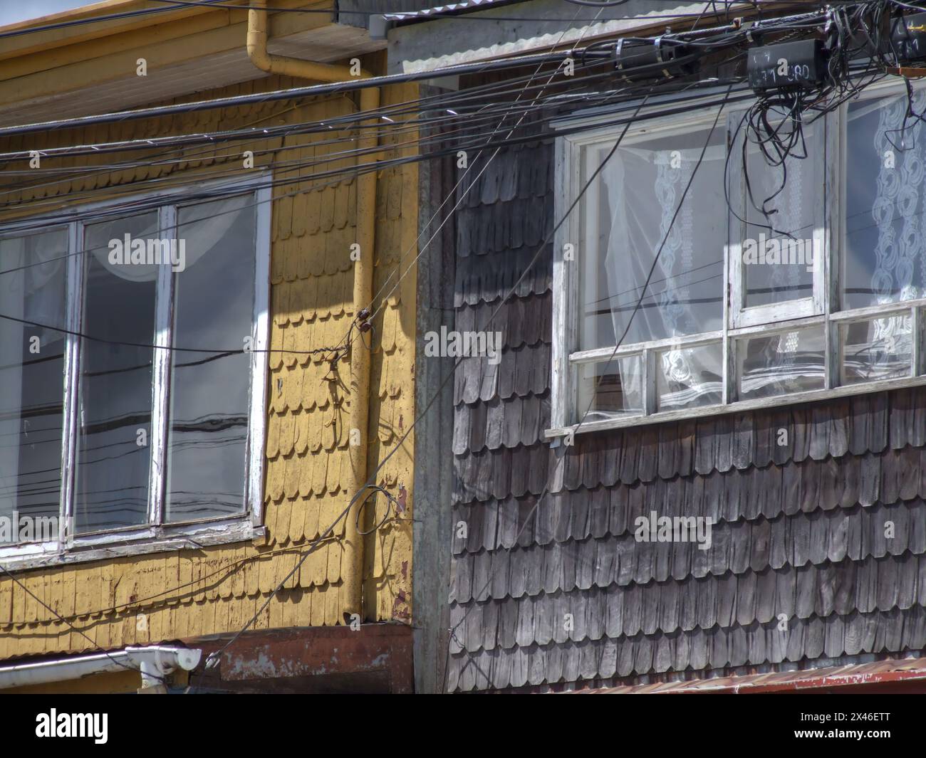 Architectural detail of typical wooden shingle cladding on houses in ...