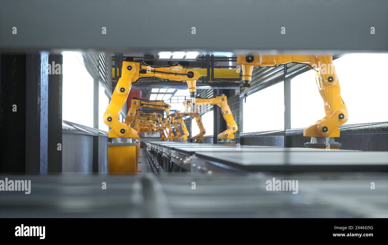 Automated repository with robotic arms used for placing manufactured ...