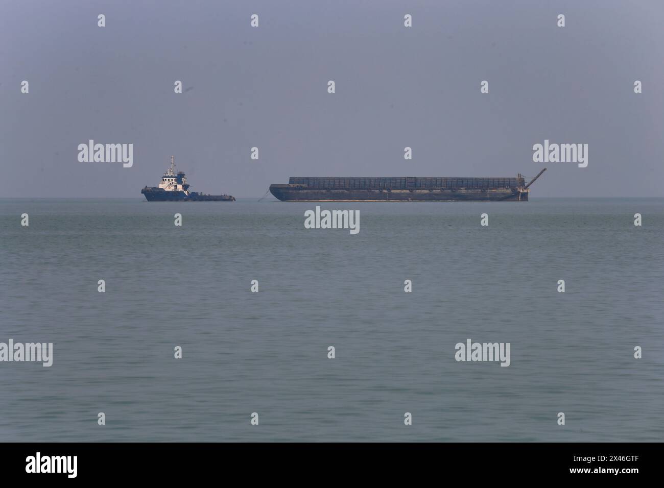 Bushehr, Iran. 29th Apr, 2024. A huge cargo ship is sailing in the ...
