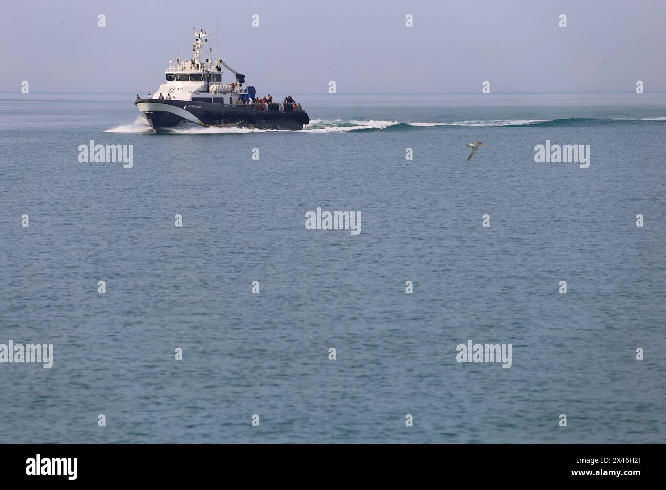 Bushehr, Iran. 29th Apr, 2024. A ship is sailing in the Persian Gulf in ...